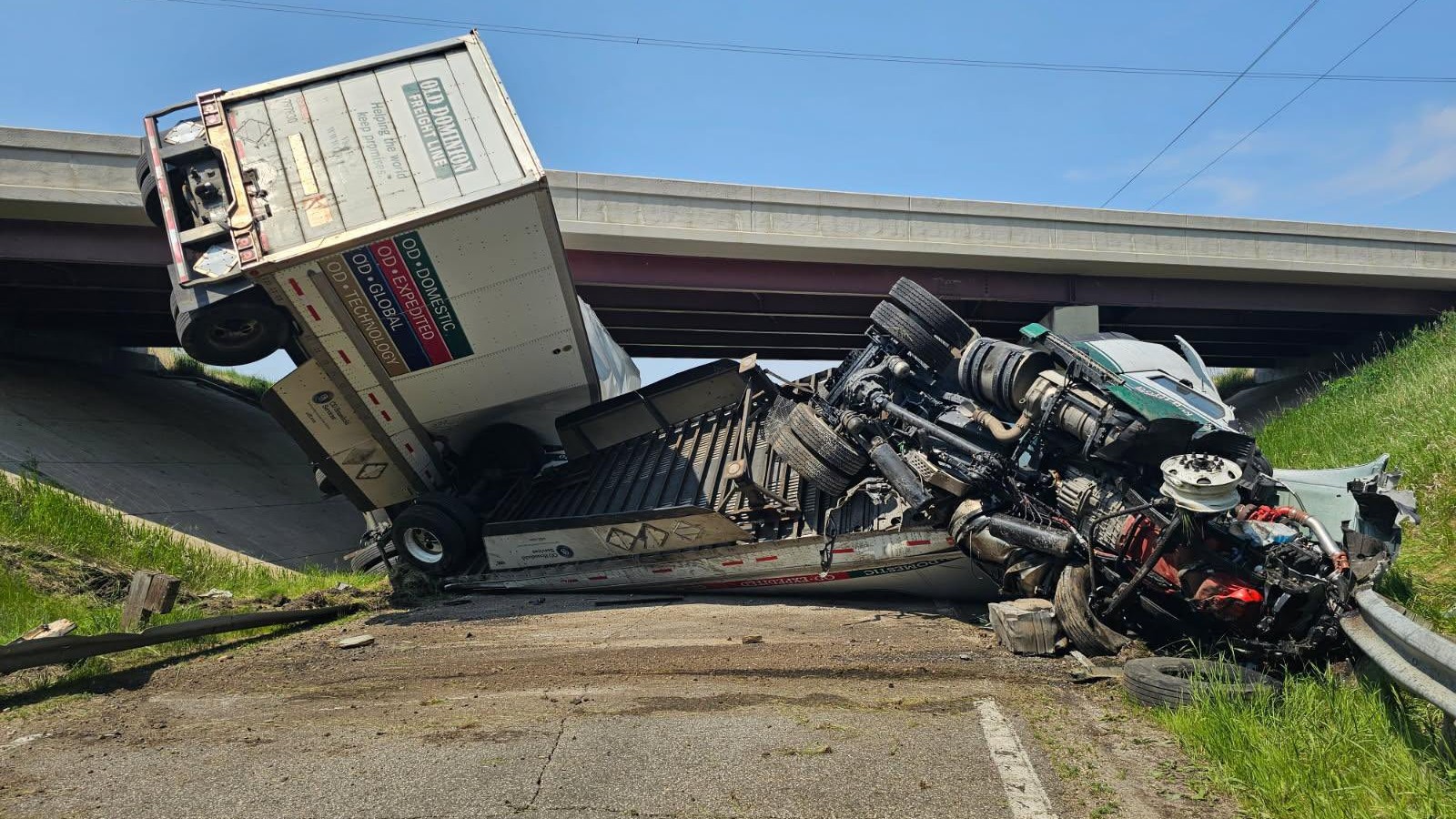 Semi leaves I-94 near Fergus Falls, landing on county road below - KVRR ...